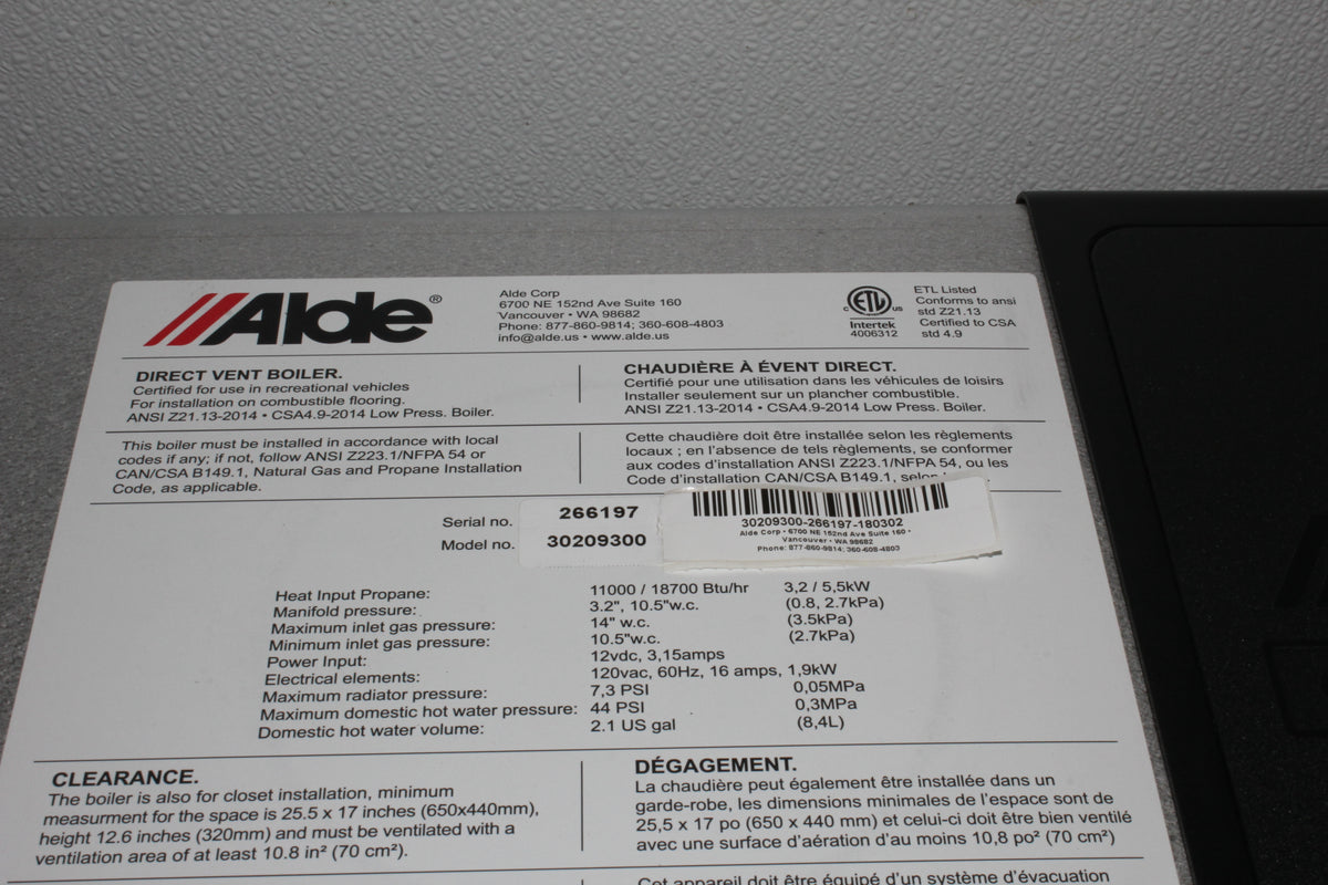 Alde 3020 HE replacement hydronic propane heater – RV Build Parts